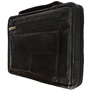 Genuine Leather Large Book Covers Bible Covers with Handle (Black)