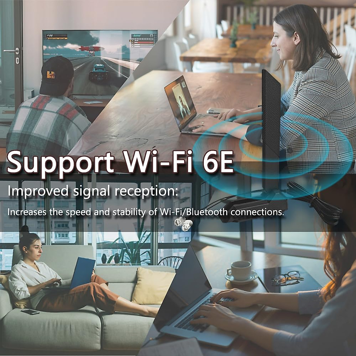 JINTAI WiFi 6 6E Tri-Band Antenna 2.4G/5G/6G Magnetic Base Replacement for Asus Rog Strix Gigabyte Aorus Gaming WiFi Motherboard Card Gaming 14008-02650600 14008-02650000