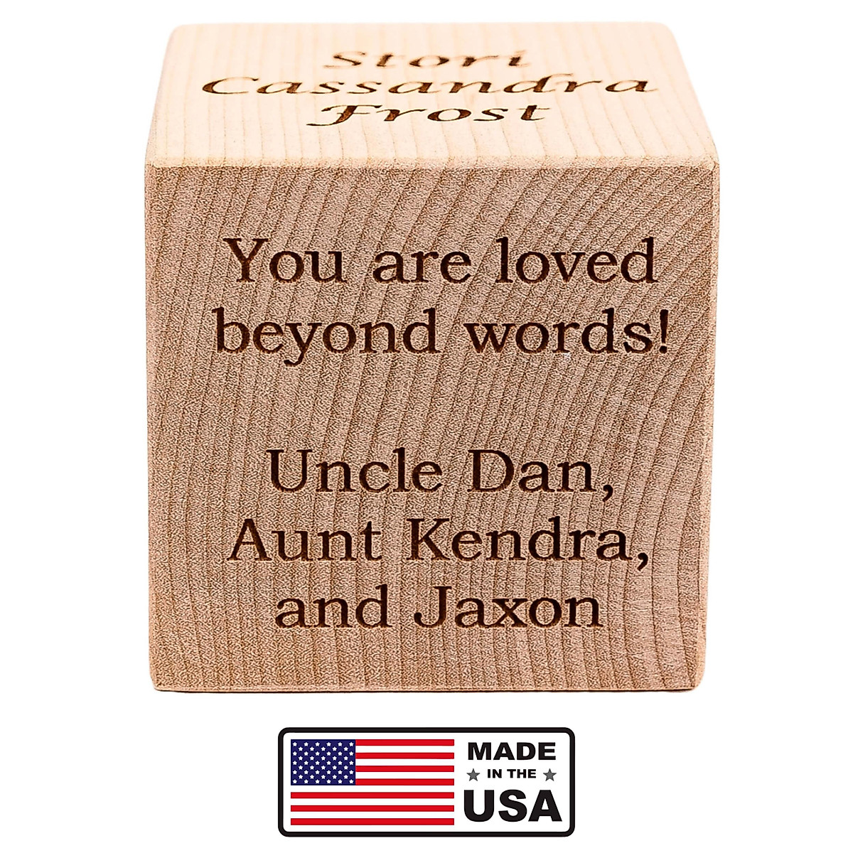 Personalized Wood Baby Birth Block, Choose from 3 Sizes, Solid Hardwood, Laser Engraved, New Baby Gifts, Newborn Gifts (3")