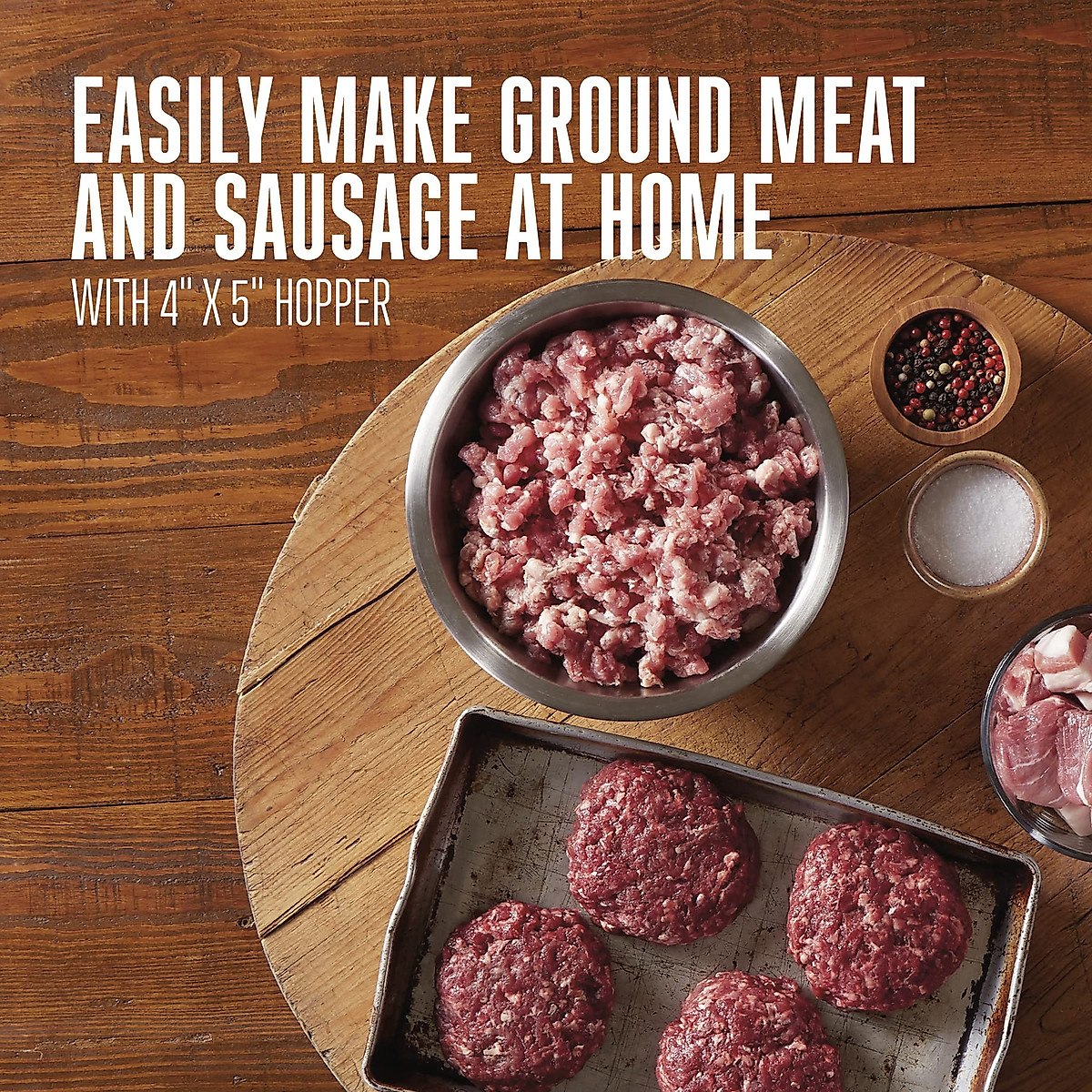 Weston #22 Manual Tinned Meat Grinder and Sausage Stuffer, Silver