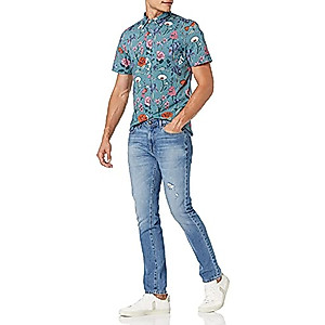 Goodthreads Men's Slim-Fit Short-Sleeve Printed Poplin Shirt, Wallpaper Floral, XX-Large