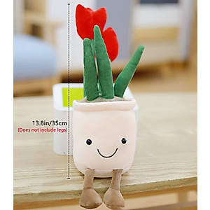 NatureMan Tulip Flower Plush Toy, 13.8" Tulip Flower Pot Stuffed Throw Plushie Pillow Doll, Soft Fluffy Plant Friend Hugging Cushion - Present for Every Age & Occasion (Red)