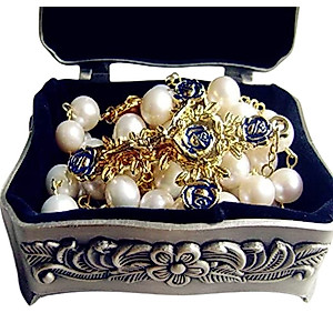 elegantmedical HANDMADE (AAA 10MM) Real Pearl BEADS CATHOLIC GOLD ROSARY CROSS GIFT NECKLACE Supper BOX