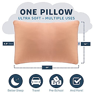 Pharmedoc Little Garoo Toddler Pillow with Pillowcase – 14x19 Pillow – Pink Cooling Cover Toddler Pillows for Sleeping, Kids Pillow, Travel Pillows for Sleeping, Mini Pillow, Toddler Bed Pillows