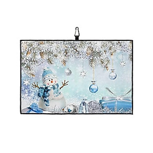 Yun Nist Golf Towel Christmas Snowman Light Ball Pine Cone,Waffle Pattern Microfiber Club Cleaner Golf Towels with Carabiner Clip for Women Men Dad,Winter Snowflake Golf Towel for Golf Bags,24x16in