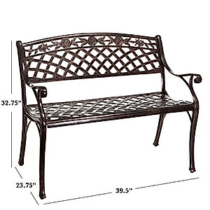 Christopher Knight Home Hamilton Outdoor Cast Aluminum Bench, Copper