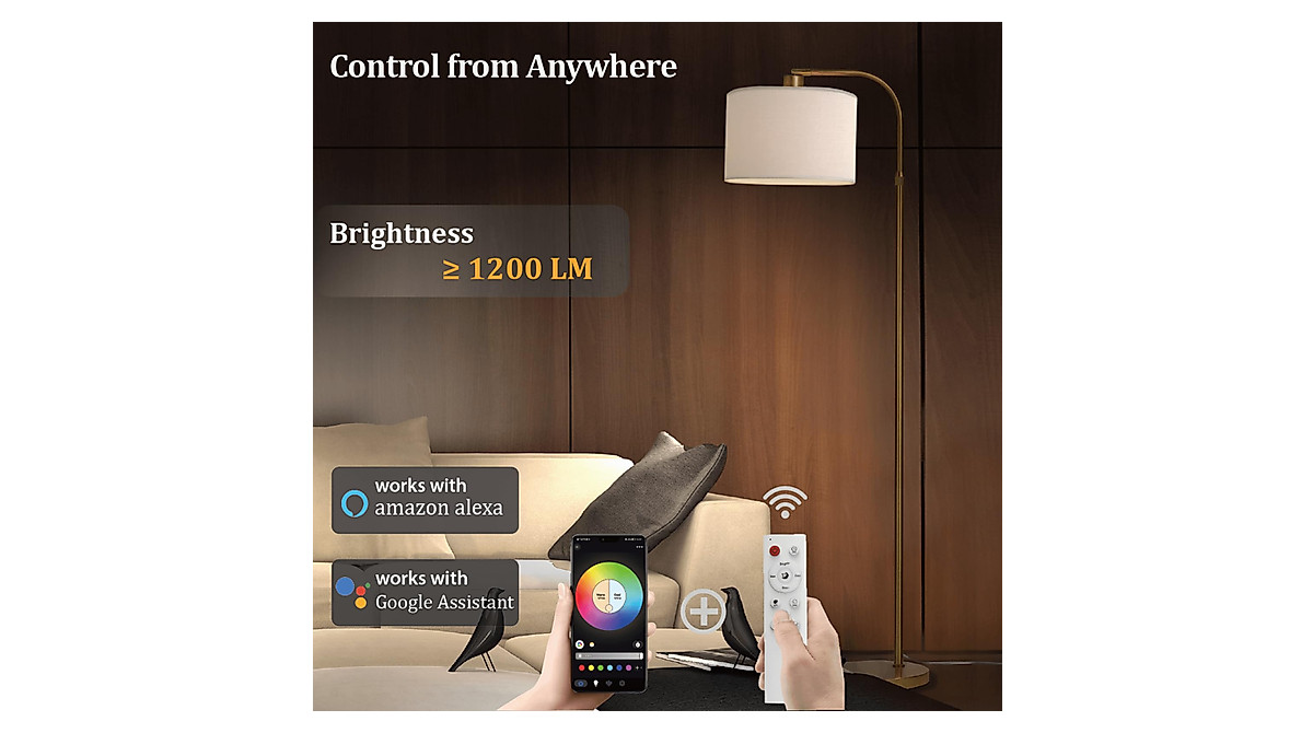FINNCHY Gold Floor Lamp with Remote Control - Dimmable & Adjustable