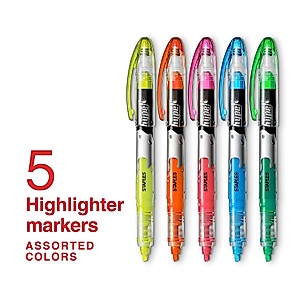 Staples Hype! Liquid Highlighters, Assorted, 5/Pack