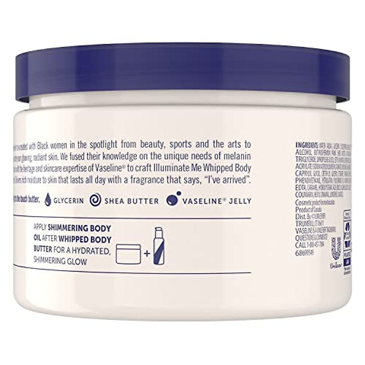 Vaseline Illuminate Me Body Butter Created for Melanin Rich Skin Whipped Body Butter Provides 24 Hour Moisturization for Dry Skin 11 oz