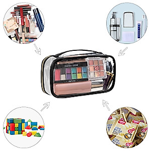 OCHEAL Clear Makeup Bag, Portable Storage Organizer Cosmetic Travel Bag Cute Pouch For Women and Girls Cosmetics Bags with Divider Brush Compartment-Transparent