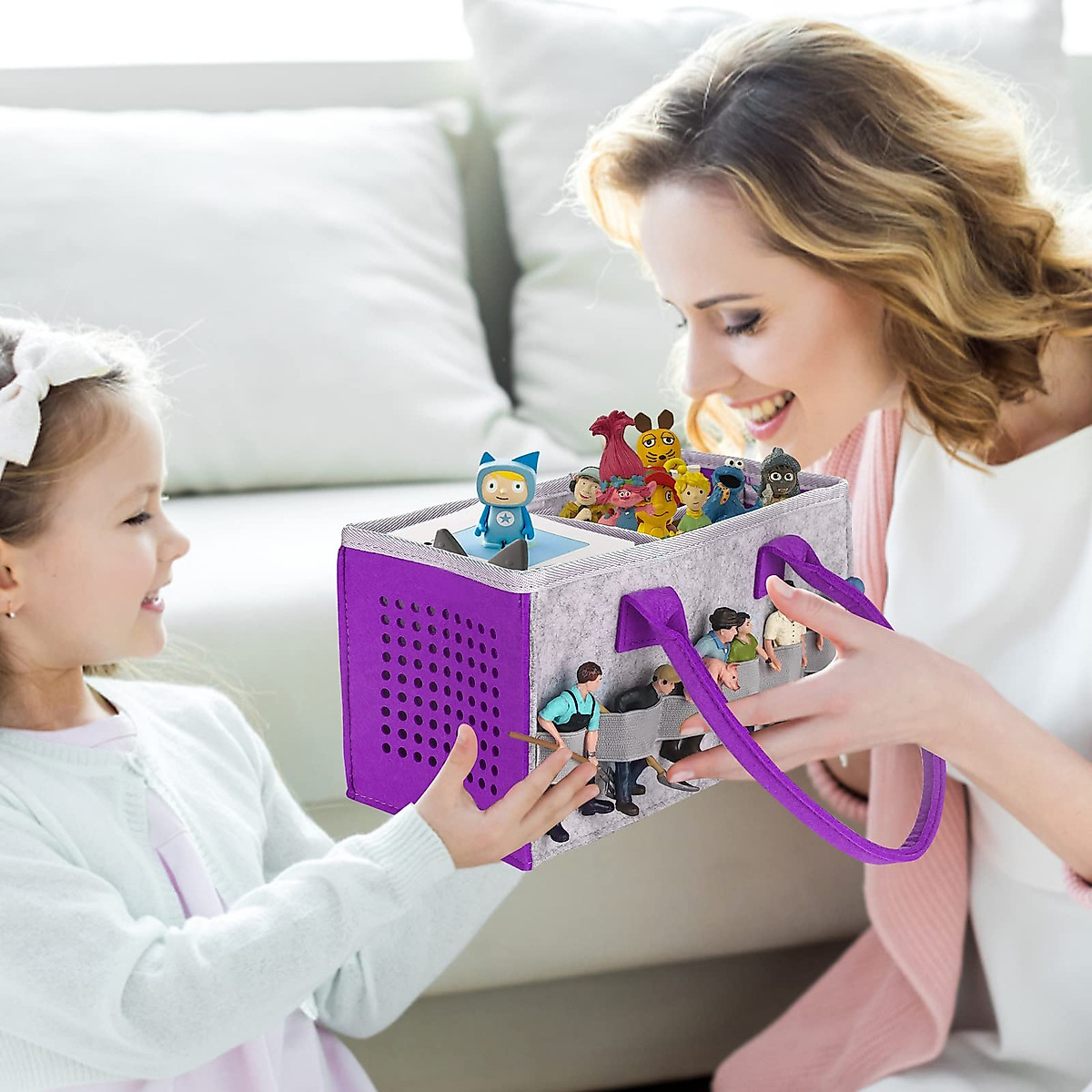 Toniebox Bag Accessories Protective Cover Organiser with Figures Storage Lots of Space Bag for Toniebox Starter Set (Purple)