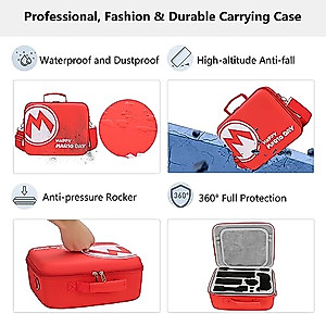Flyekist Mario Carrying Case for Nintendo Switch/Switch OLED Model, Deluxe Travel Case Portable Hard Messenger Storage Bag for Switch Console Pro Controller Accessories