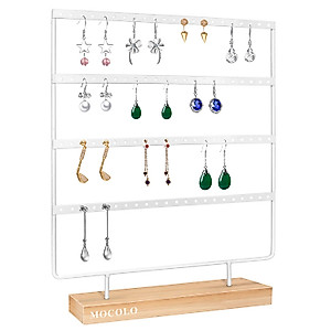Mocolo Earring Holder Stand, Earring Organizer Display Holder Stand for Hanging Earrings(88 Holes & 4 Layers) (White)