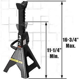 BIG RED AT43202BR Torin Steel Jack Stands: 3 Ton (6,000 lb) Capacity, Black, 1 Pair