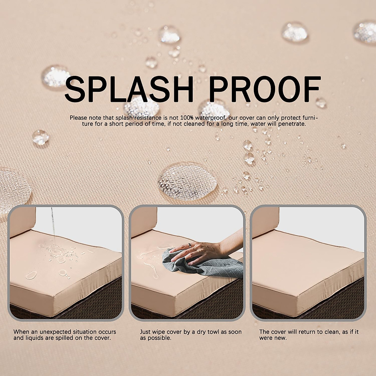 ClawsCover 7Pack Outdoor Seat and Back Cushions Replacement Covers Fit for 3/5 Pieces 4-Seater Wicker Rattan Patio Furniture Conversation Set Sectional Couch,Light Khaki-Small (Include Cover Only)