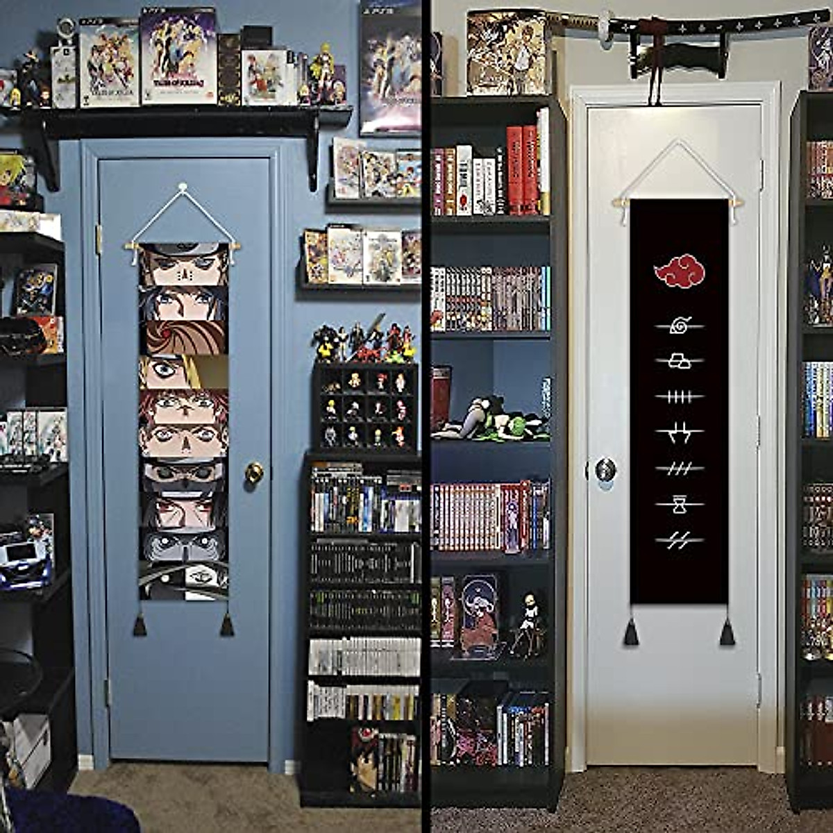 DigiTizerArt Hanging Poster Canvas Wall Art Banner Manga Series | Wall Hanging Tapestry Decoration For Anime Fans | 33 x 135 cm (leaf village symbol)