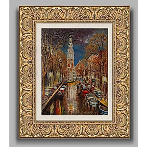 (SOLD) Winter's Arrival, Amsterdam - canal of the Netherlands by internationally renown painter Yary Dluhos
