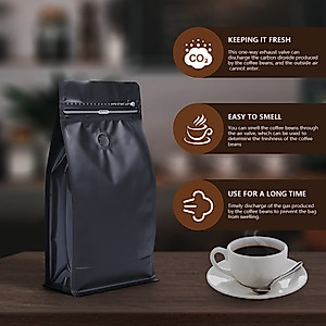 Coffee Bags with Valve - 50 Count Resealable Flat Bottom Pouch - 1 Pound Vented Coffee Packages Bags with Zipper by Absorated