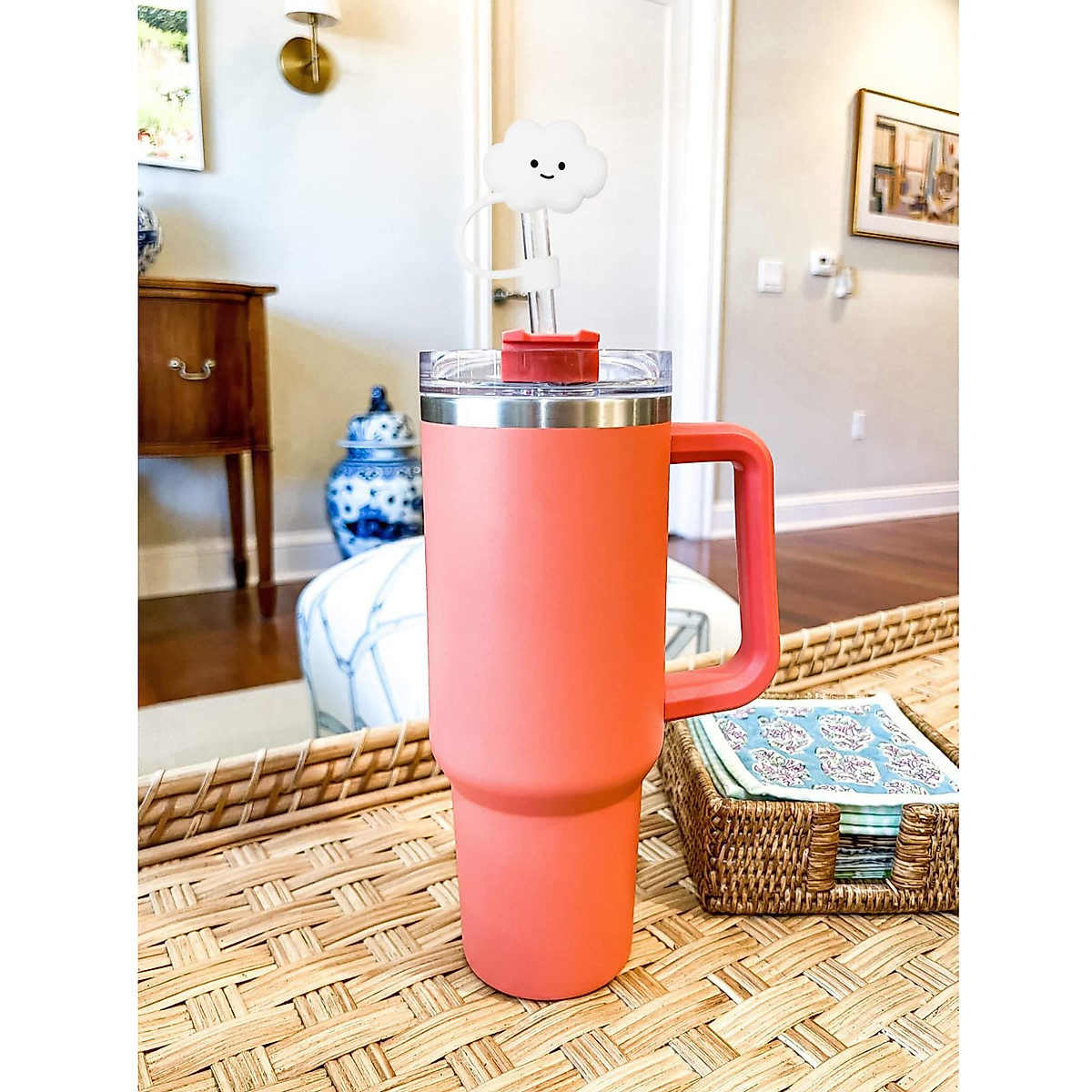 10mm Straw Cover, 6pcs Straw Covers Cap for Stanley Cup 40 oz 30 oz Food Grade Silicone Cute Large Cloud Flower Straw Topper Tips Cover Protector Plugs for Stanley Tumblers for Stanley Cup Accessories