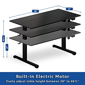 Lifetime Home Height Adjustable 48" Electric Standing Desk - Upgraded Ultra Durable Home Office Large Rectangular Computer or Laptop Sit Stand Workstation Table - 48 x 24 inches, Black