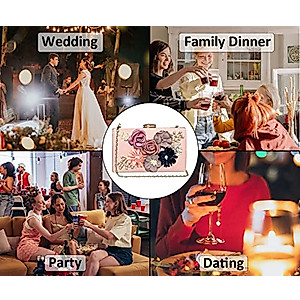 Clutch Evening Handbag Purses for Women Wedding, Flower Bag Formal Bridal Floral Party Prom Bag (pink)