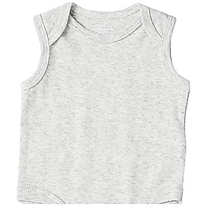 Amazon Essentials Unisex Babies' Sleeveless Bodysuits, Pack of 6, Navy/Grey Heather/White, Newborn
