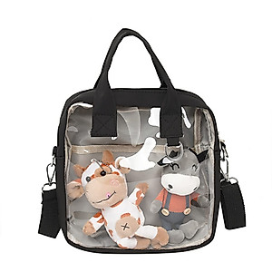 Hipi-shop Color small Clear Crossbody bag shoulder bag handbag for Anime Lolita Bag DIY Cosplay Display handbag (Black)