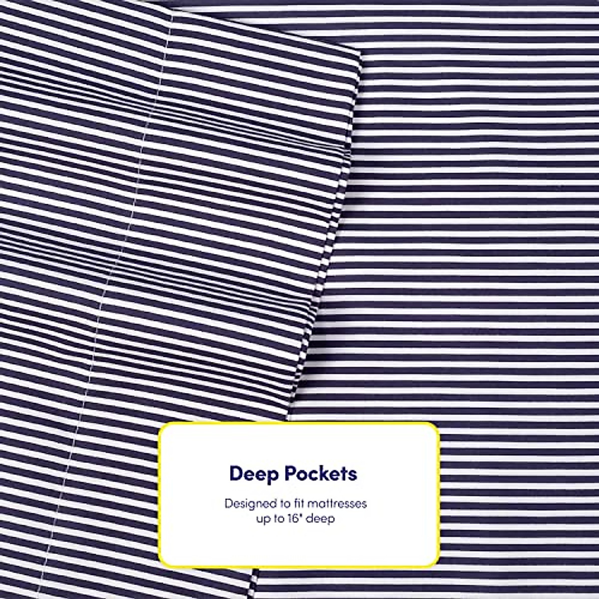 Full Size Bed Sheets - 6 Piece 1500 Supreme Collection Fine Brushed Microfiber Deep Pocket Full Sheet Set Bedding - 2 Extra Pillow Cases, Great Value, Full, Classic Stripe Navy