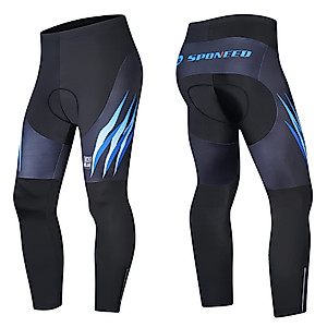 Men's Cycling Suit Shirt Bicycle Jersey Gel Padded Long Pants Biking Sets Clothing Outfits US L Blue Black