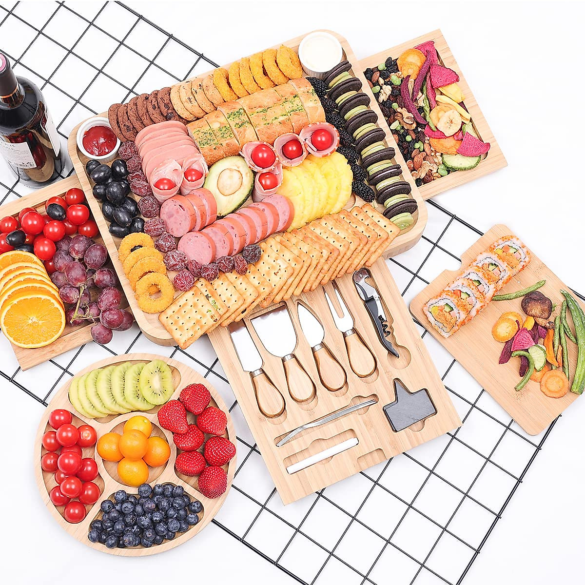 Charcuterie Boards Cheese Boards Set with Knife Set for House Warming Gifts New Home Decor, Anniversary Birthday & Wedding Gifts for Couple, Bridal Shower Gift for Women