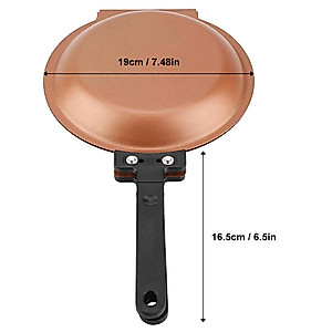 ZJchao Frying Pan, Double Side Frying Pan Non-Stick Flip Folding Frying Pan (Golden)