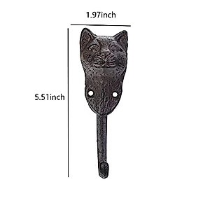 brandname RRRuo Rustic Heavy Duty Hook Cat Head Coat Hooks Decoration for Keys Towel Bags Hat Coat Home Wall Mounted Hook Hardware 2 Pieces（Brown）