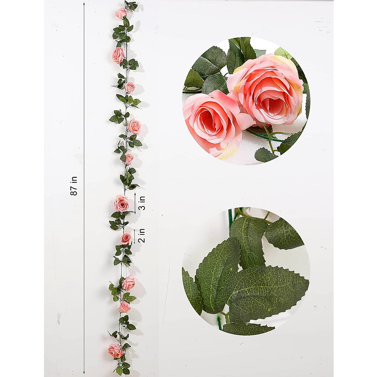 FENGRUIL Artificial Flower Vines,4 Pcs Fake Flowers Garlands Hanging Large Rose Vine Ivy Silk Hanging Flower for Home Garden Outdoor Ceremony Wedding Arch Floral Decor (Pink)