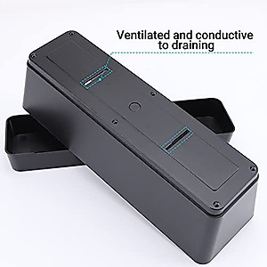 GREANER Black Rectangle Window Boxes, 3 Pack 12x3.8 Inch Herb Planters with Tray, Indoor Succulent Cactus Mint Plastic Pot for Windowsill, Garden Balcony, Office Outdoor Decoration