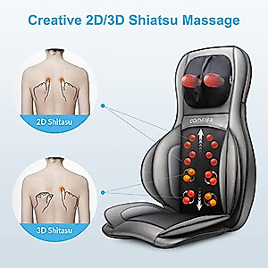 COMFIER Shiatsu Neck & Back Massager – 2D/3D Kneading Full Back Massager with Heat & Adjustable Compression, Massage Chair Pad for Shoulder Neck and Back Full Body, Gifts for Men Dad