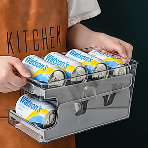 DinQ Soda Cans can Be Stacked with Storage Racks and Automatically Roll Off The Beverage Racks, It is Suitable for Refrigerators, Freezers, Kitchens, Countertops and Cabinets (Gray)