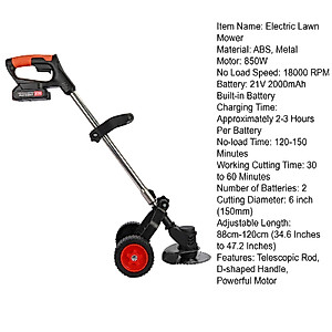 HEVIRGO Cordless String Trimmer & Edger, 21V 3 in 1 Electric Lawn Mower Weed Eater Cordless Electric Grass Trimmer Lawn Edger Brush Cutter for Yard and Garden, with 2.0Ah Batteries & Charger