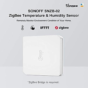SONOFF SNZB-02 ZigBee Mini Indoor Temperature and Humidity Sensor for Checking the Room Climate, SONOFF ZigBee Bridge Required, Indoor Thermometer Hygrometer with Alert, Works with Alexa, Google Home
