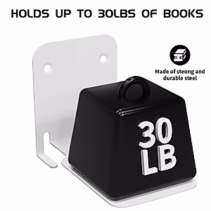 E-Senior Invisible Floating Bookshelves Set of 2, White Wall Mounted Bookshelf, Heavy-Duty Book Organizers, Iron Hanging Shelves for Bedroom, Living Room, Kitchen, Office