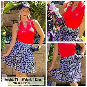 WOWENY Womens Golf Skorts Skirts with Pockets 20'' Athletic Modest Tennis Skirts with Shorts Knee Length Skorts Skirts Black