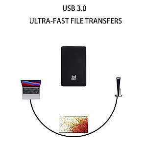 Ultra Slim 1TB Portable External Hard Drive, USB 3.0, Black, for Mac and PC Computer Desktop Workstation PC Laptop Playstation, Xbox One, PS4, PS5 (Black, 1TB)