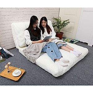 ALIMORDEN Mattress Sofa Folding Floor Couch, White Multifunctional Foam Filling Bean Bag, Super Soft Plush Removable Cover, for Nap & Family Time in Living Room, Bedroom, Salon, Office