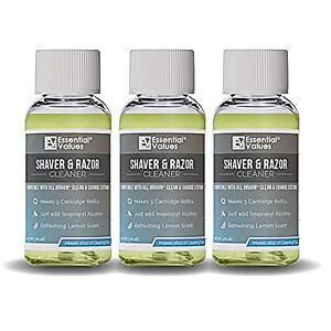 Electric Shaver Cleaning Solution - Compatible with Braun Clean & Renew Refill Cartridges - 3 Bottles, Makes 9 Refills - Made in USA