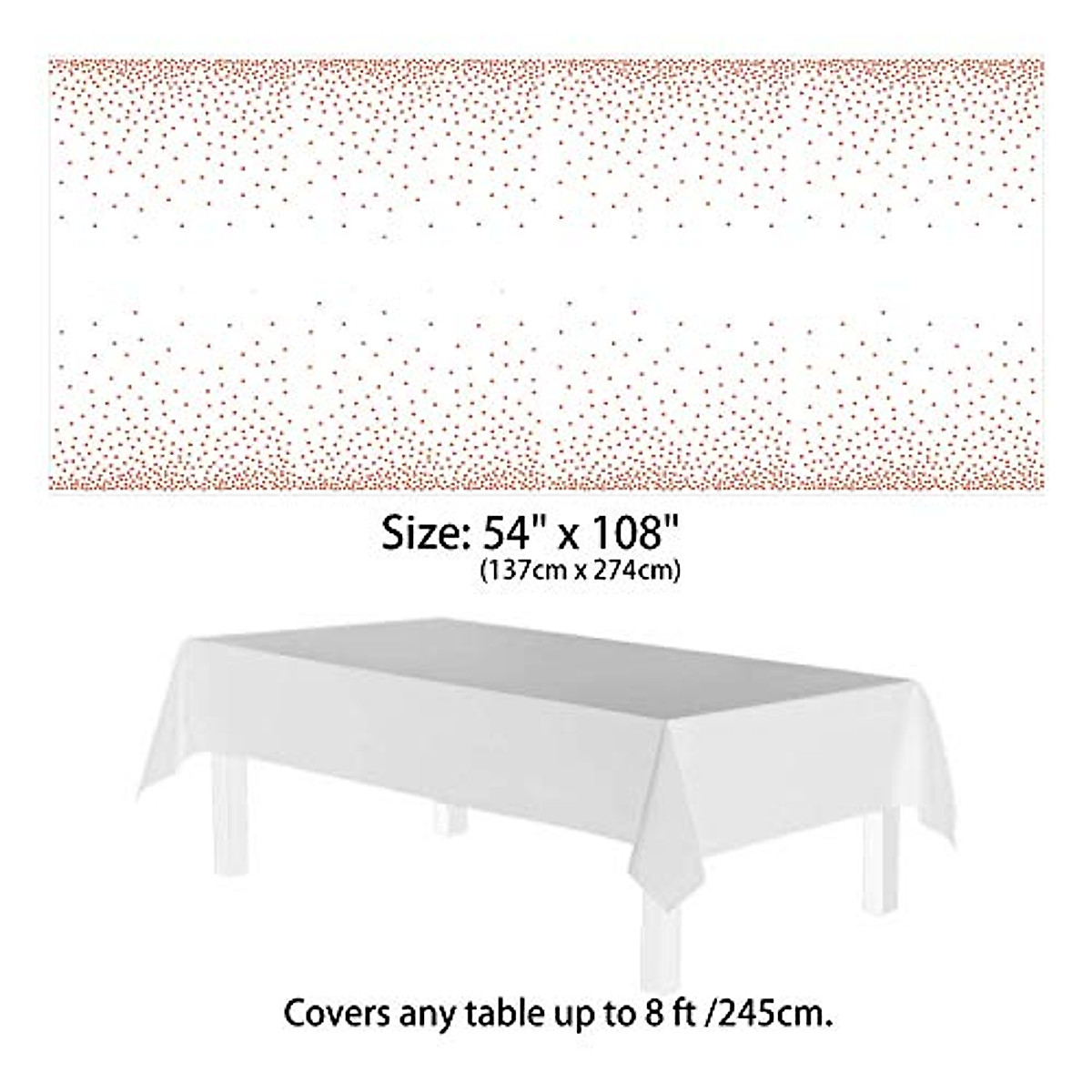 hapray 4 Pack Plastic Tablecloths for Rectangle Tables, Waterproof Disposable Party Table Cloths with Rose Gold Dot, Table Covers for Decorations, Baby Shower, Birthday, Valentine's Day, 54” x 108”