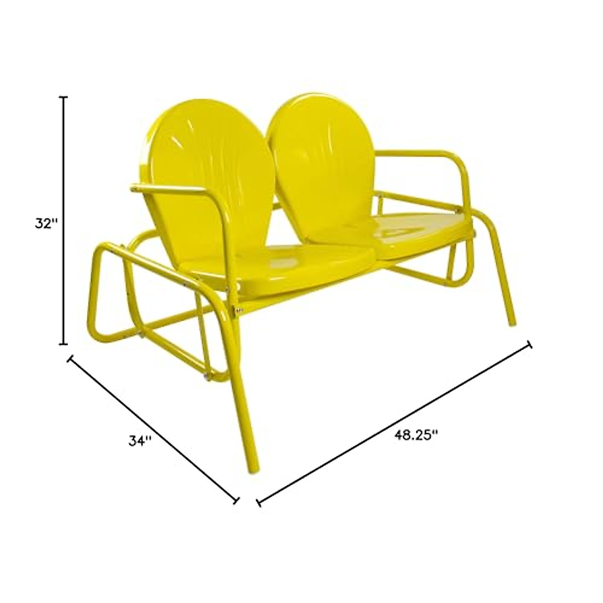 Northlight 2-Person Outdoor Retro Metal Tulip Double Glider Patio Chair, Yellow