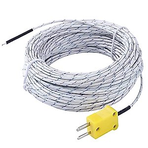 Niooliuk 10 Meters 33ft K Type Mini-Connector Thermocouple Temperature Probe Sensor Temperature Sensing Line K Type Thermocouple Wire Measure Range -50C to +180C Celsius
