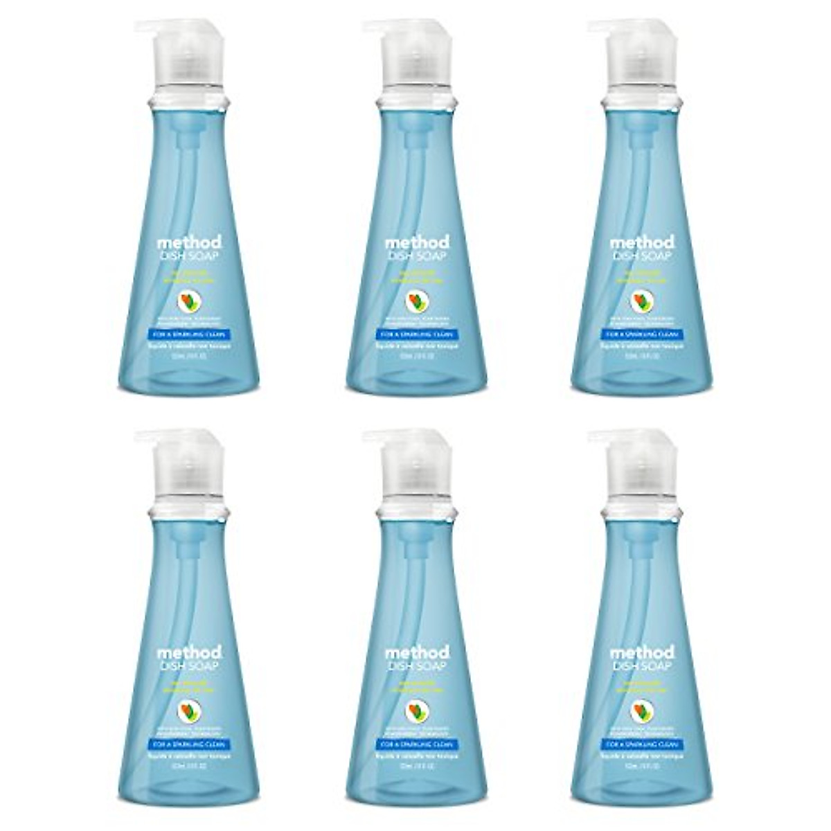 Method Gel Dish Soap, Sea Minerals, Biodegradable Formula, Tough on Grease, 18 Fl Oz (Pack of 6)