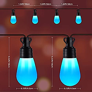 Smart Outdoor String Lights with 30 Dimmable RGB LED Bulbs, 74ft Color Changing Light Waterproof S14 Shatterproof Patio Lights with App Control & Remote for Porch Backyard Cafe Gazebo Lighting Decor