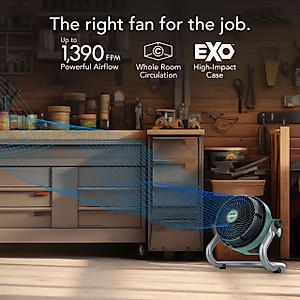 Vornado EXO61 Medium Heavy Duty Air Circulator, 3-Speed High Velocity Shop Fan with High-Impact Case and 8 ft Cord, Powerful Industrial Multipurpose Electric Air Mover for Whole Room Cooling