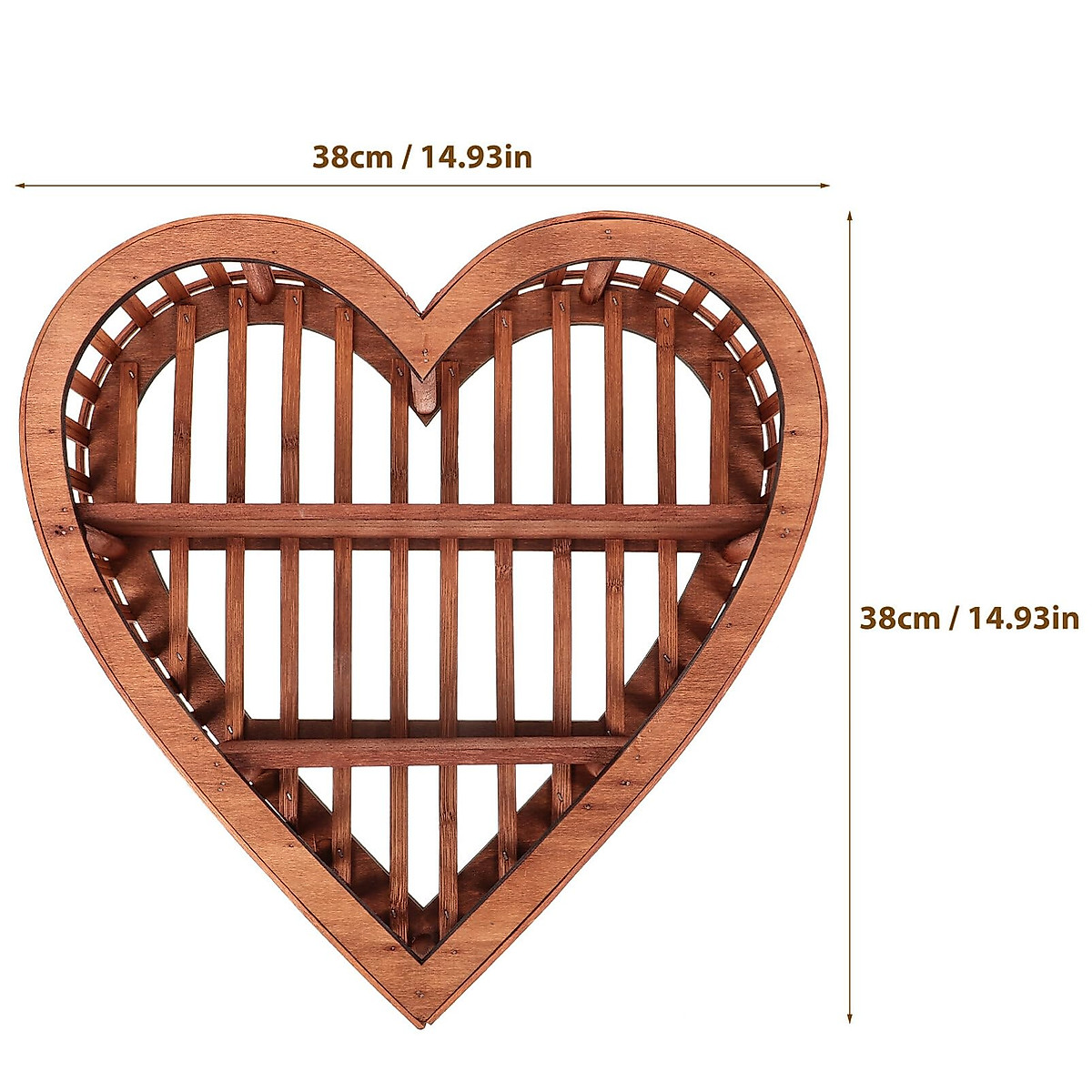 Uonlytech Decorate Decor Wooden Heart Display Shelf Heart Shelf for Hanging Wall Heart Shape Shelf Heart Shape Display Shelf Wood Heart Display Shelf Wall Heart Shelf Heart-Shaped Frame